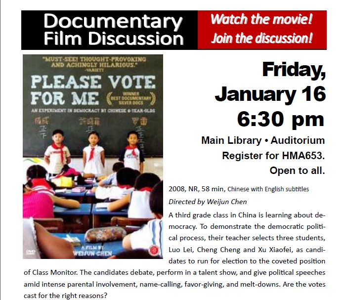 Please Vote For Me –Documentary & Discussion | The Huntingtonian